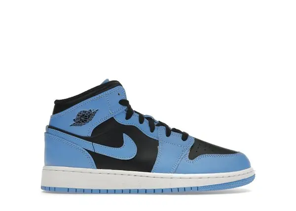 JORDAN 1 Mid Grade School Sneakers - University Blue/white/black