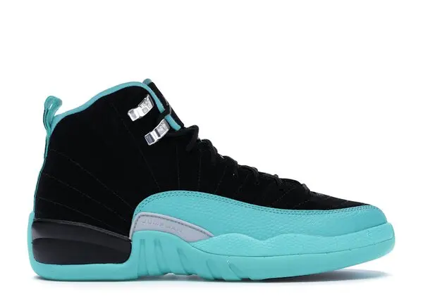 JORDAN 12 Retro High-top Sneakers - Black/metallic Silver/hyper Jade