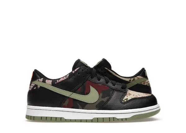 Nike Dunk Low Crazy Camo Sneakers - Black/multi/olive