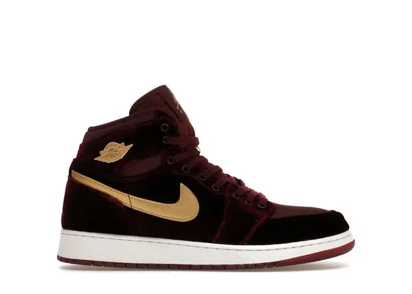 JORDAN 1 Retro Heiress - Night Maroon/metallic Gold/white