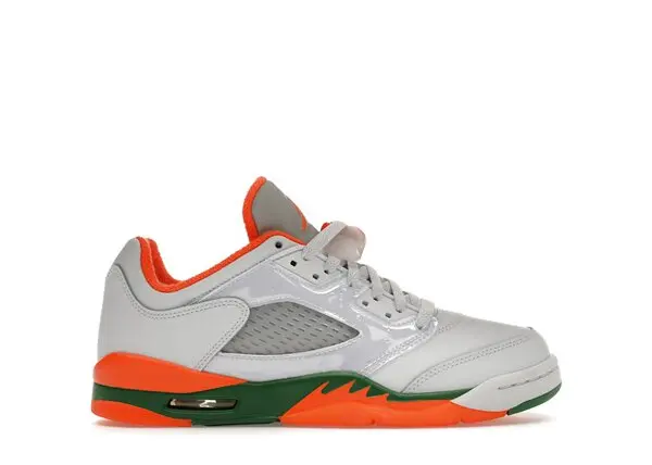 JORDAN 5 Retro Low Miami Hurricanes Sneakers - Football Grey/brilliant Orange/pine Green
