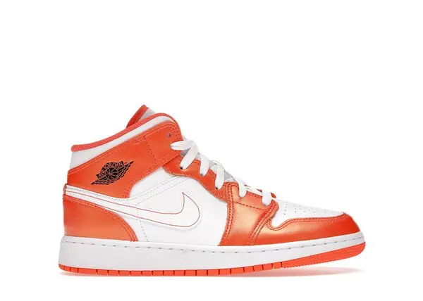 JORDAN 1 Mid Metallic Orange Sneakers - Electro Orange/black/white