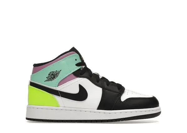 JORDAN 1 Mid Pastel Black Toe Gs - White/black/volt