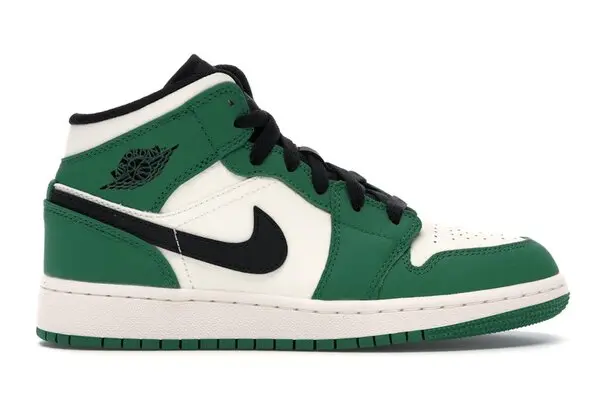 JORDAN 1 Mid High-top Sneakers - Pine Green/sail/black