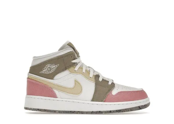 JORDAN 1 Mid Se Pastel Grind Sneakers - White/vivid Green/pink
