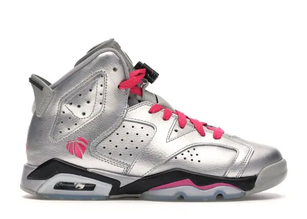 JORDAN 6 Retro Valentine's Day Sneakers - Metallic Silver/vivid Pink/black