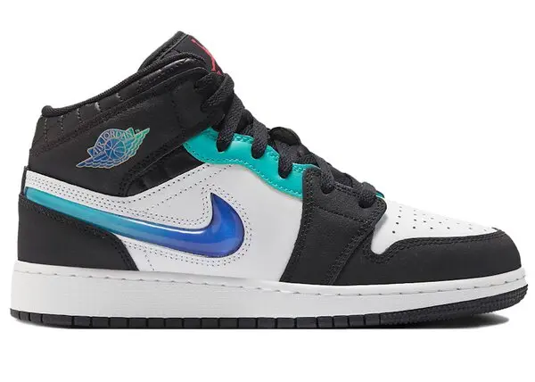 JORDAN 1 Mid Se Sneakers - Black/white/hyper Jade
