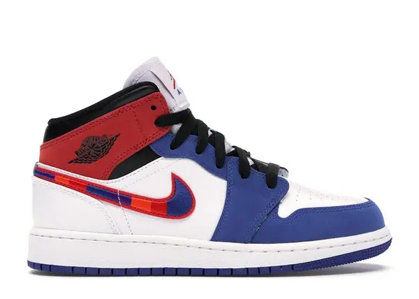 JORDAN 1 Mid Sneakers - White/rush Blue/black