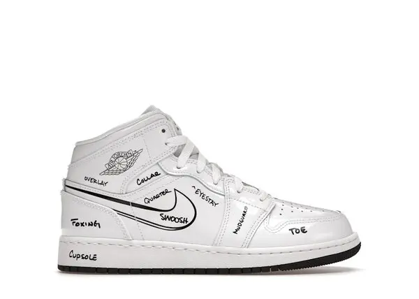 JORDAN 1 Mid Schematicin - White/black