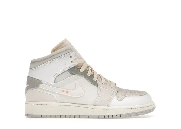 JORDAN 1 Mid Se Craft Inside Out Sneakers - White/phantom Grey/sail
