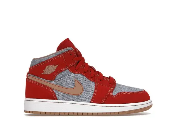 JORDAN 1 Mid Denim Sneakers - Cinnabar/hemp/white