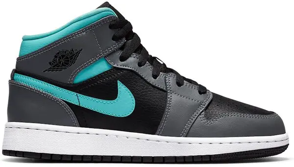 JORDAN 1 Mid Sneakers - Black/light Aqua/dark Smoke Grey