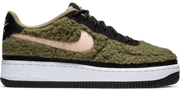Nike Air Force 1 Low Shearling Sneakers - Olive Canvas/black/crimson Tint