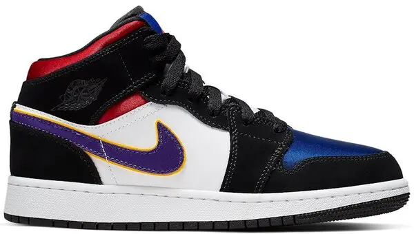 JORDAN 1 Mid Lakers Top 3 Sneakers - Black/field Purple/white