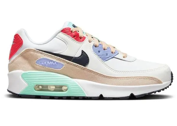 Nike Air Max 90 Leather Patches - White/sanddrift/cobalt Bliss