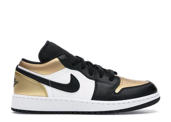 JORDAN 1 Low Top Sneakers - Metallic Gold/black/white