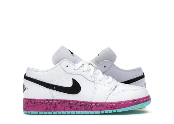 JORDAN 1 Low Multi-color Midsoles White Gs - White/black
