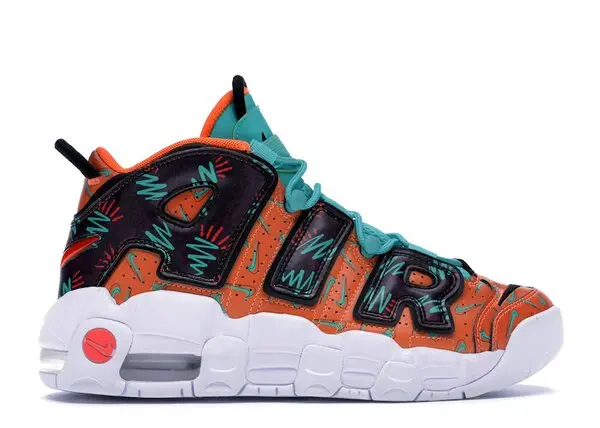 Nike Air More Uptempo What The 90s Sneakers - Total Orange/black/hyper Jade