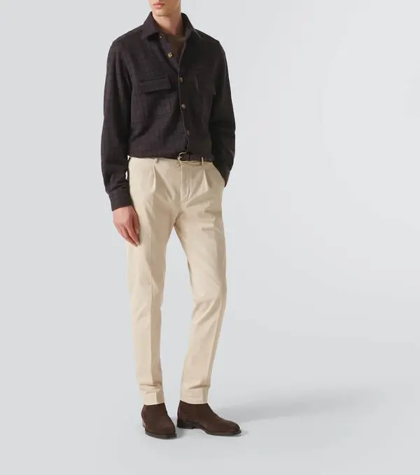 SLOWEAR Incotex Pleated Tapered Cotton Pants - Beige
