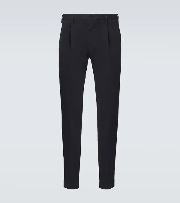 SLOWEAR Incotex Pleated Tapered Cotton Pants - Blue