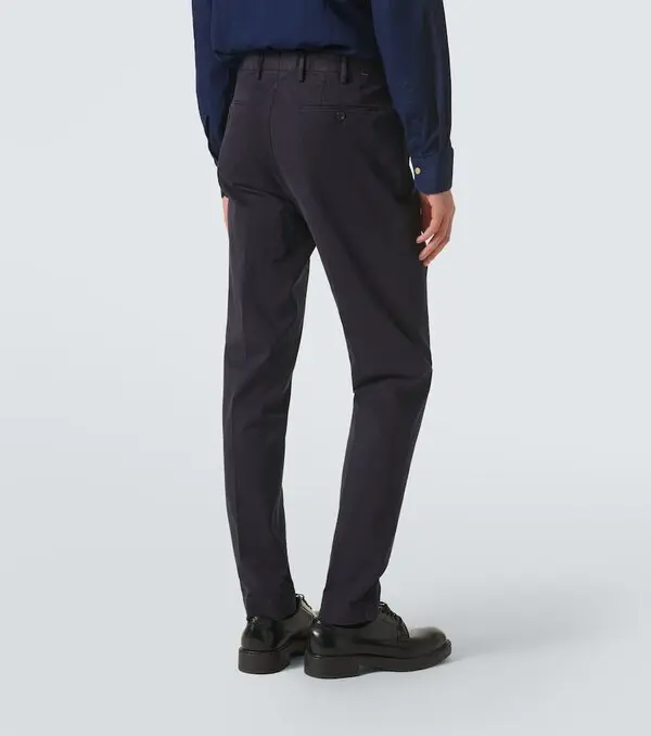 SLOWEAR Incotex Pleated Tapered Cotton Pants - Blue