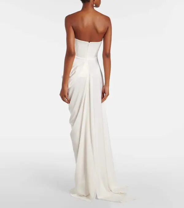 Alex Perry Bridal Draped Crêpe Bustier Gown