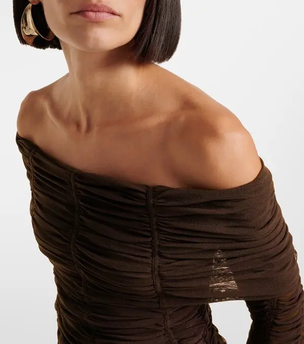 Attico Ruched Off-shoulder Top