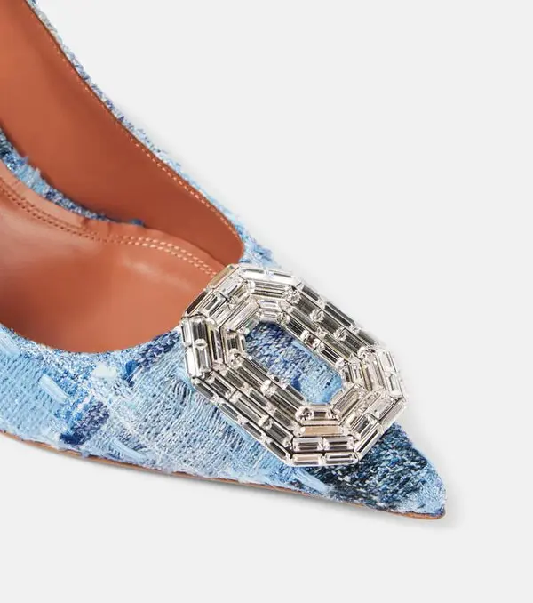 Amina Muaddi Camelia 90 Tweed Pumps - Blue