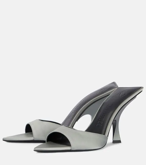 Attico Ester 95 Satin Mules - Grey