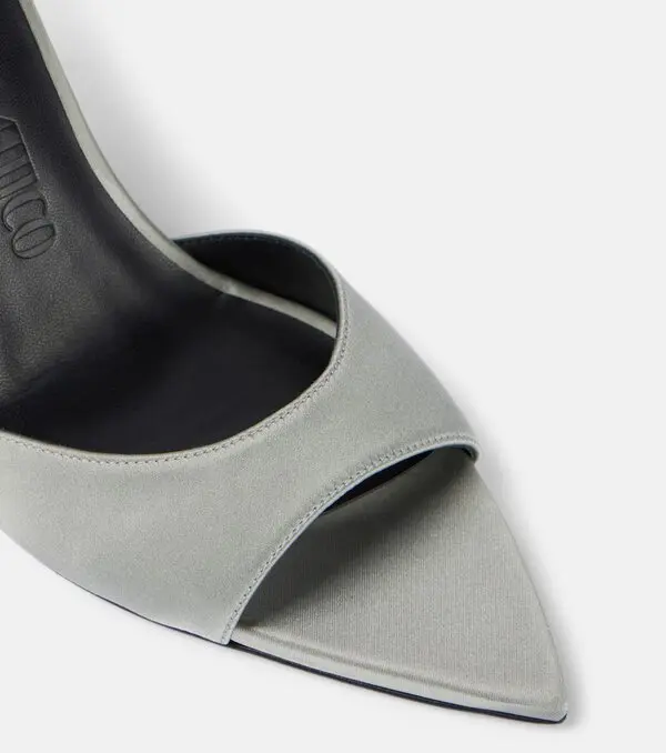 Attico Ester 95 Satin Mules - Grey