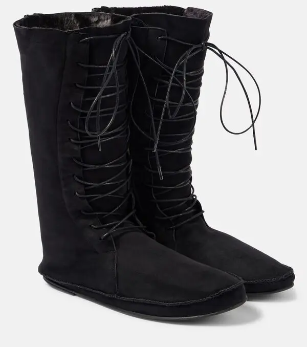 THE ROW Tyler Suede Lace-up Boots - Black