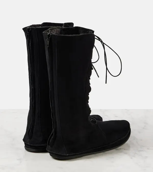 THE ROW Tyler Suede Lace-up Boots - Black