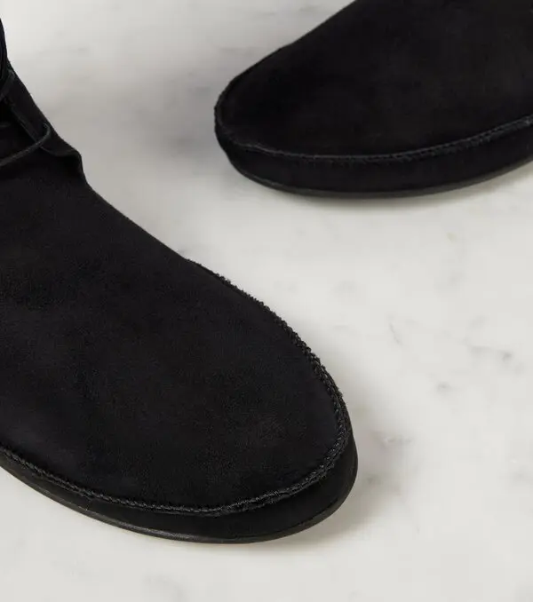 THE ROW Tyler Suede Lace-up Boots - Black