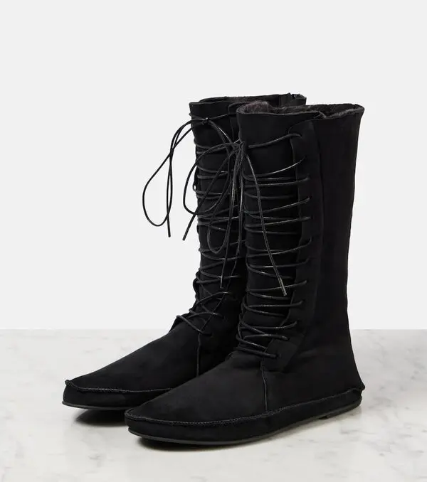 THE ROW Tyler Suede Lace-up Boots - Black