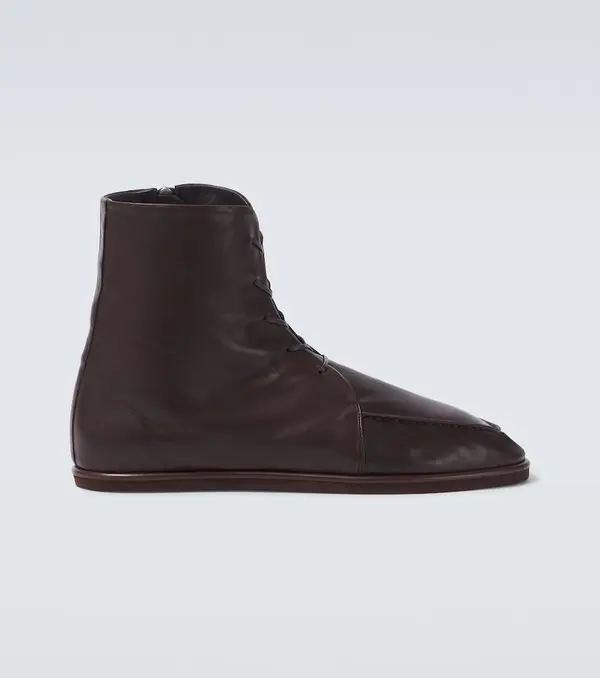 Auralee Leather Ankle Boots - Brown