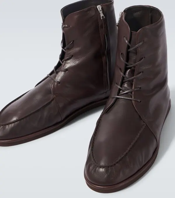 Auralee Leather Ankle Boots - Brown