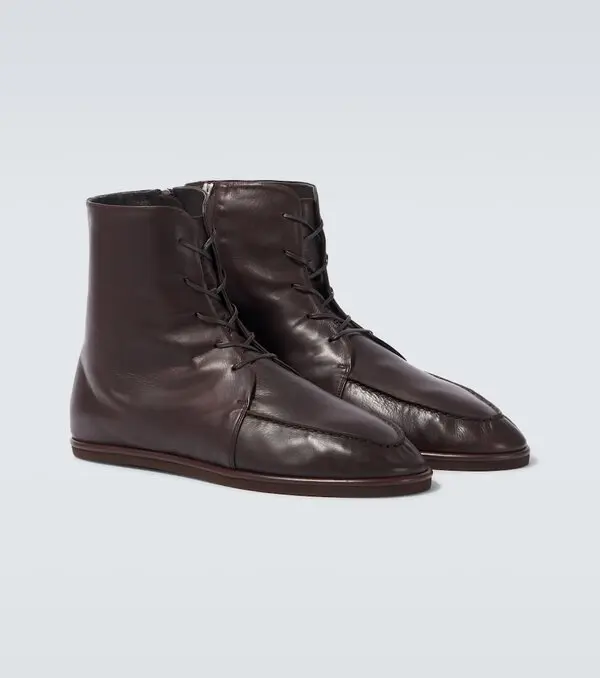 Auralee Leather Ankle Boots - Brown