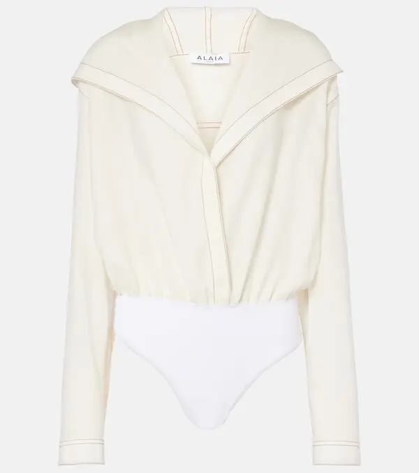 Alaïa Hooded Wool-blend Bodysuit - White