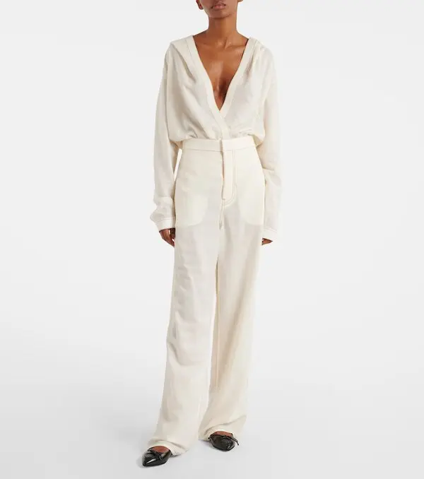 Alaïa Hooded Wool-blend Bodysuit - White