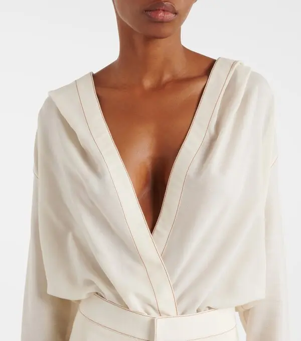 Alaïa Hooded Wool-blend Bodysuit - White