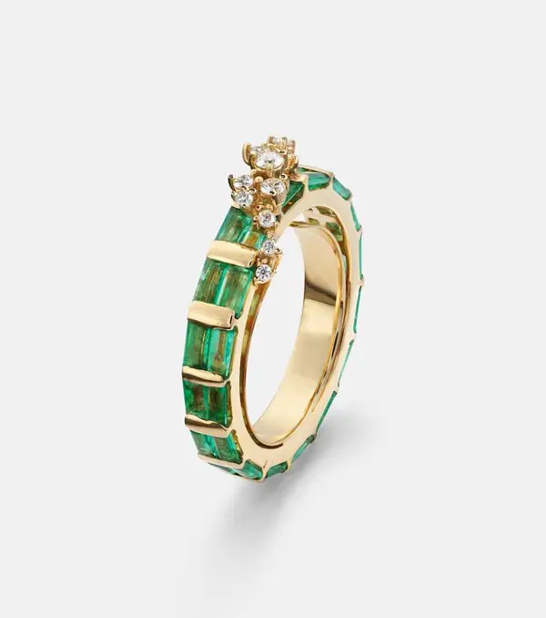 ANANYA 18kt Scatter Ring With Emeralds And Diamonds