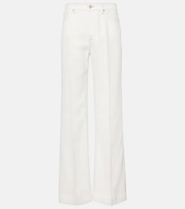 7 For All Mankind Mid-rise Wide-leg Jeans - White