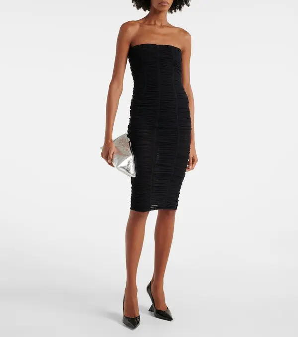 Attico Ruched Tulle Bustier Dress