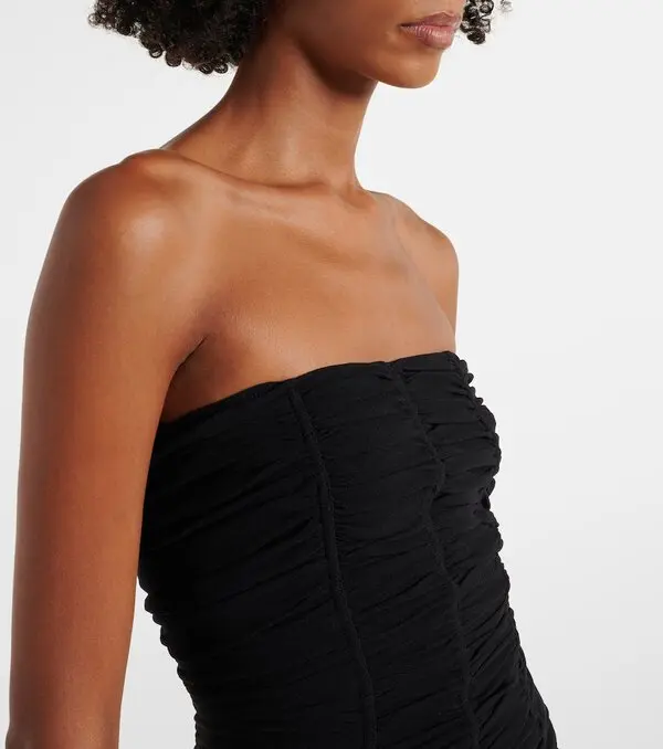 Attico Ruched Tulle Bustier Dress