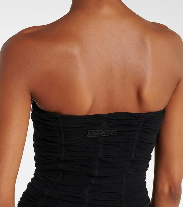 Attico Ruched Tulle Bustier Dress