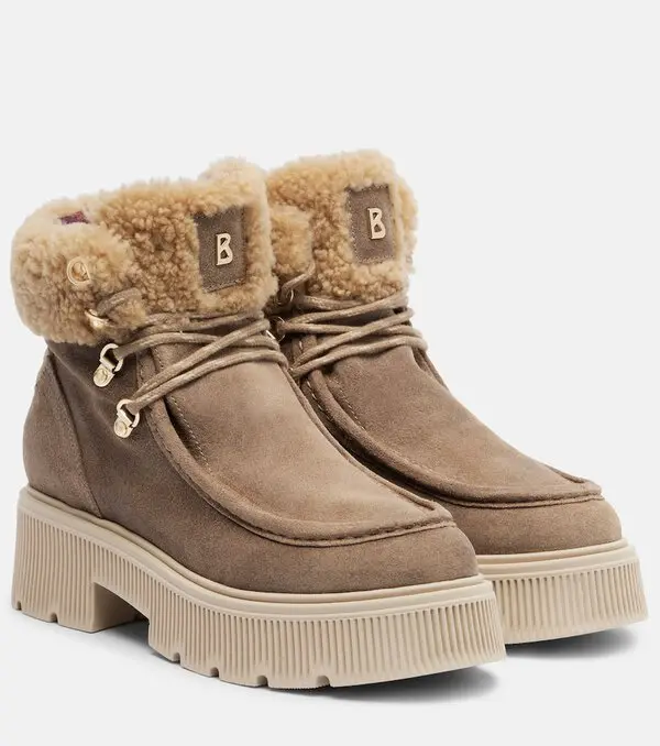 Bogner Turin Suede And Shearling Boots - Beige