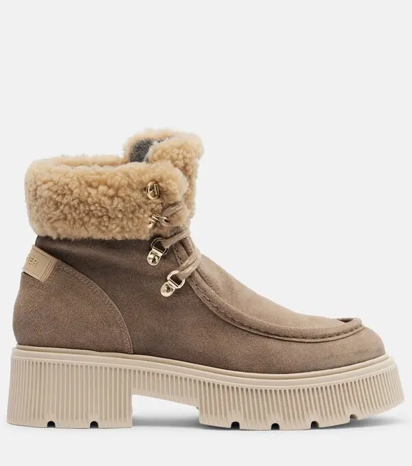 Bogner Turin Suede And Shearling Boots - Beige