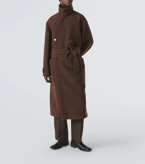 Lemaire Wool Wrap Coat In Brown - 30% Off | Editorialist