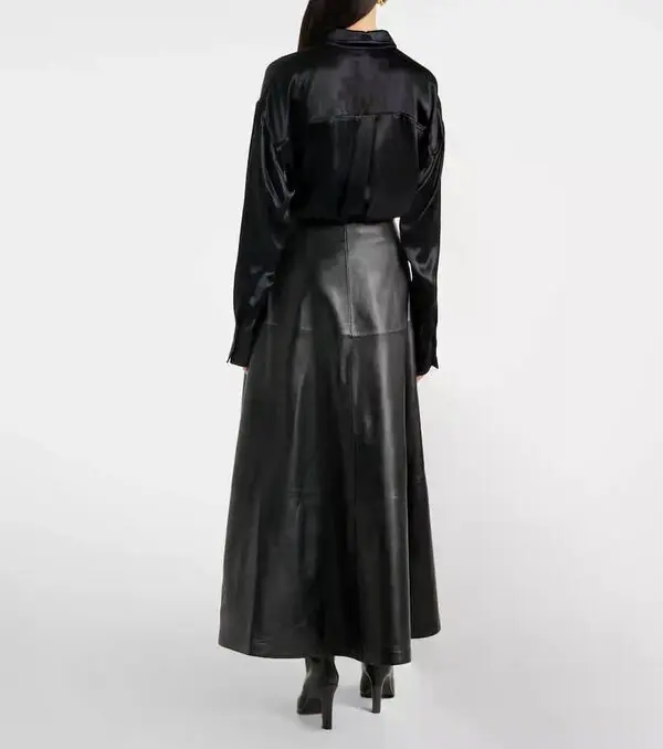 Altuzarra Varda Leather Midi Skirt - Black