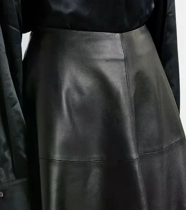 Altuzarra Varda Leather Midi Skirt - Black